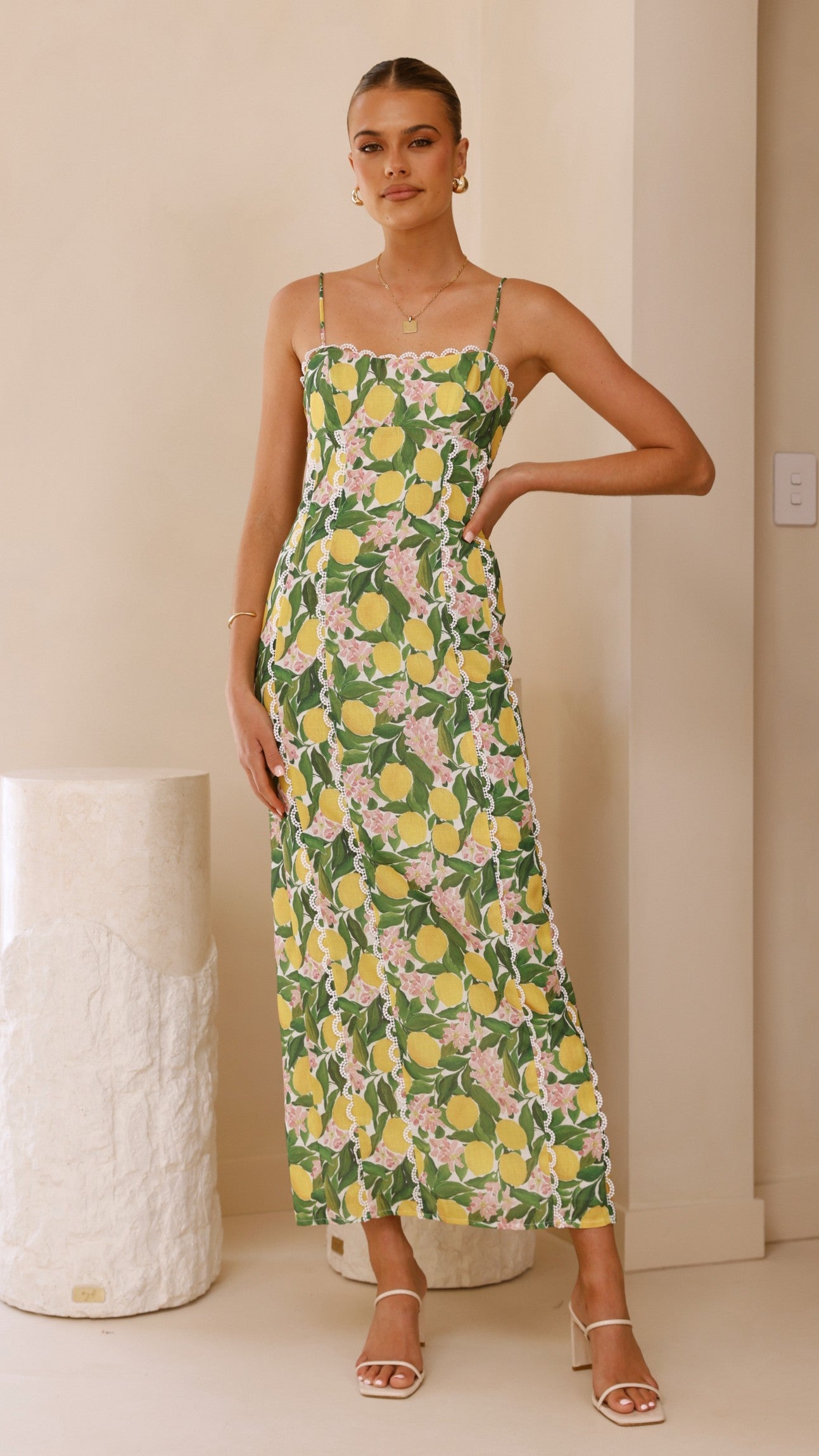 Carlia Midi Dress - Lemon Print - Buy Women's Dresses - Billy J
